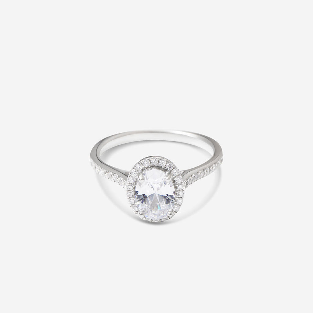 Oval Halo CZ Ring | Sterling Silver - Gear – Gear Jewellers